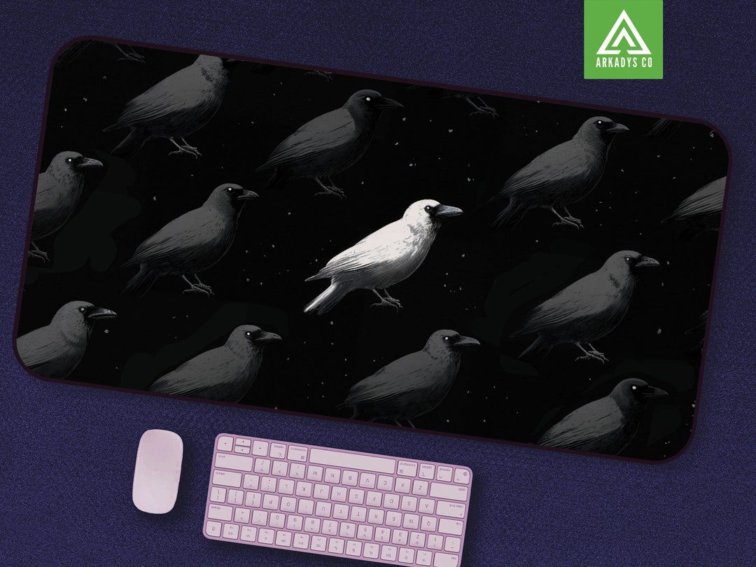 Raven Mouse Pad - Gothic Desk Mat With Dark Crow Pattern - Mysterious ...