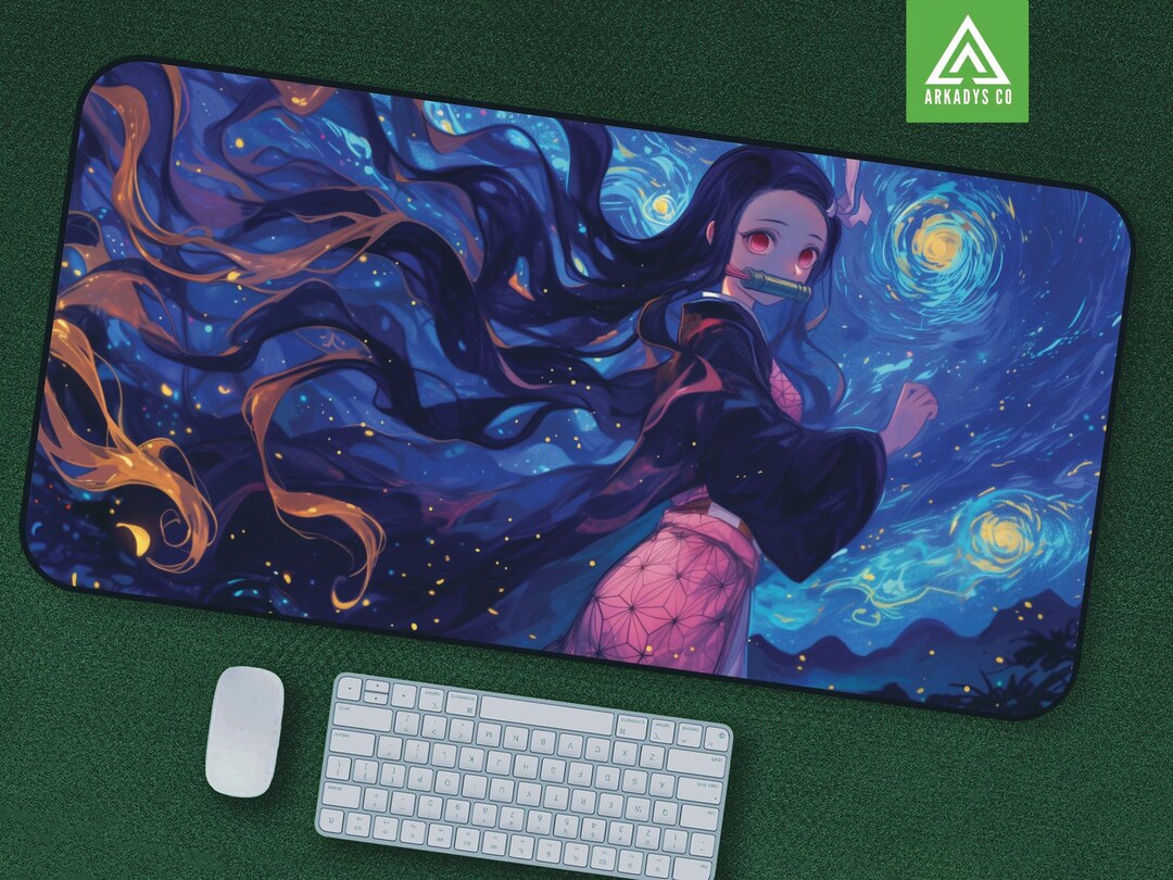 Nezuko Demon Slayer Mouse Pad Starry Night Anime Desk Mat for Work ...