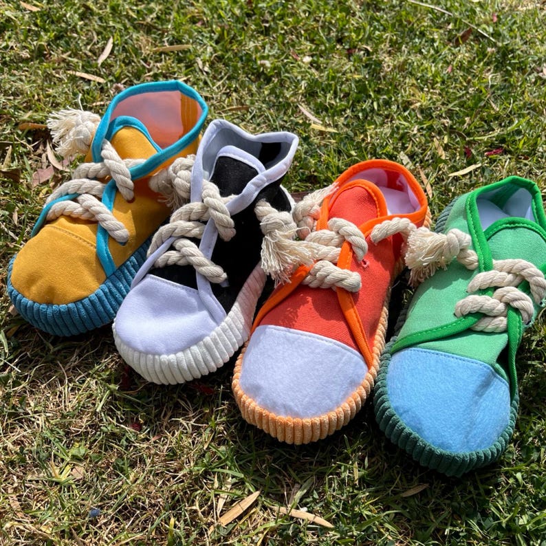 Soft Cotton Shoe Chew Toy | Squeaky Cloth Knot | Interactive | Dental ...