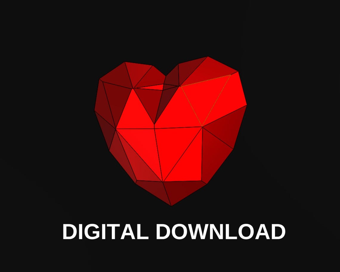 Geometric Heart 3D Model - Modern Table Decor, Wall Hanging, Jewelry ...