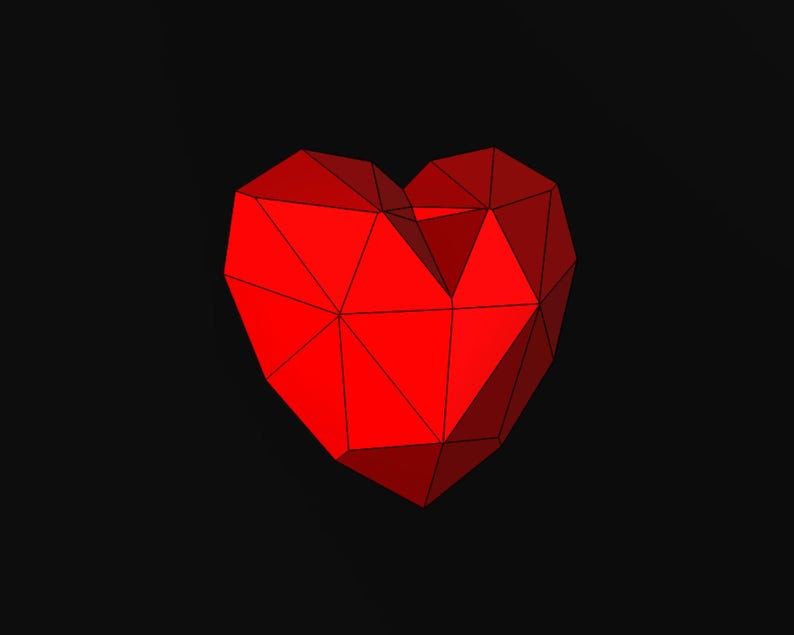 Geometric Heart 3D Model - Modern Table Decor, Wall Hanging, Jewelry ...