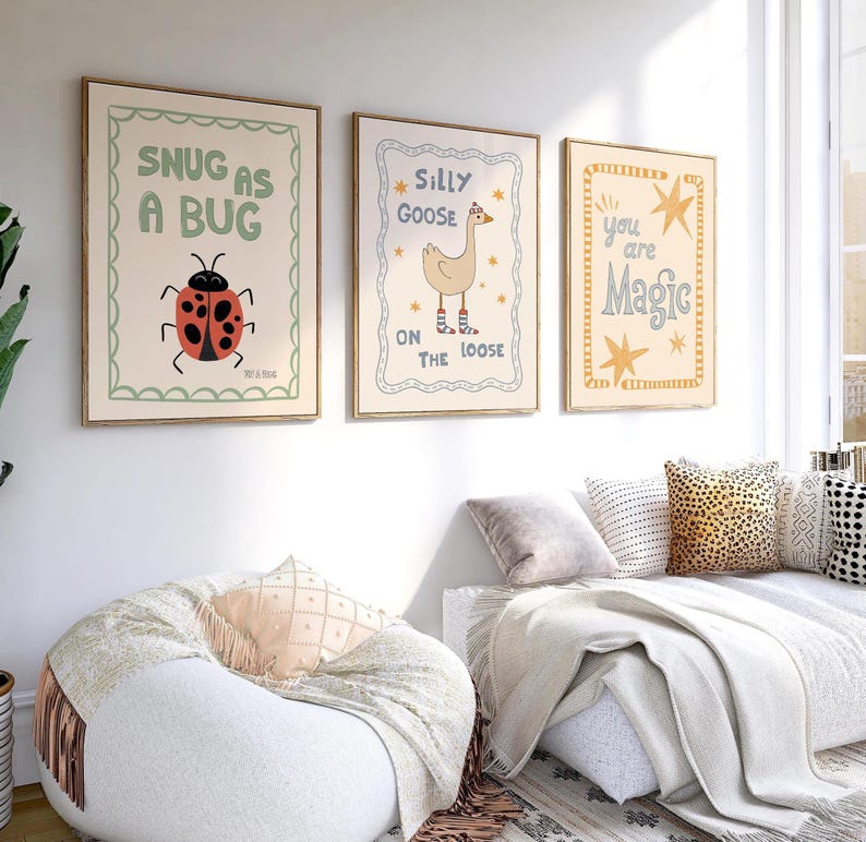 Silly Goose Print, Snug as A Bug Nursery Decor, Quirky Wall, Trendy ...