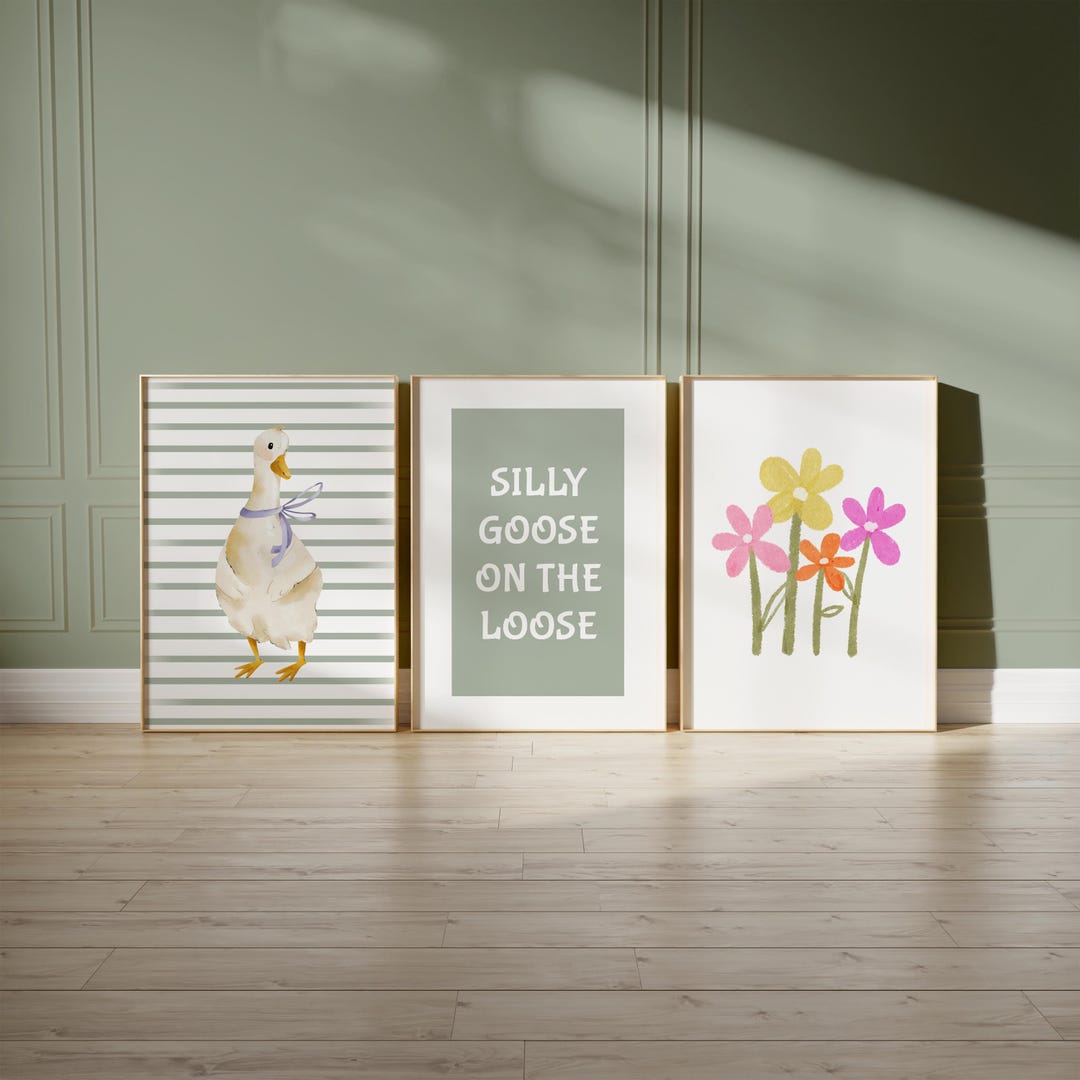 Silly Goose Print, Apartment Decor, Retro Wall Art, Quirky Wall ...