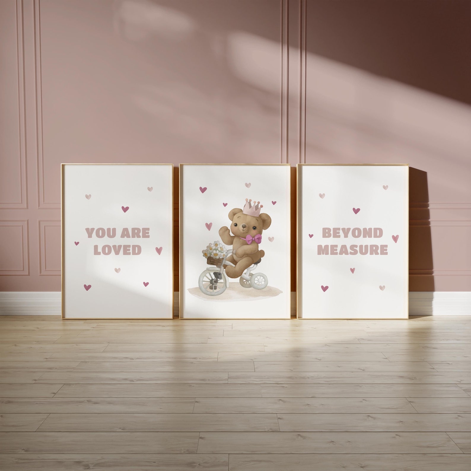 Set of 3 Teddy Bear Nursery Poster, Children Wall Decor, Boys Girls ...