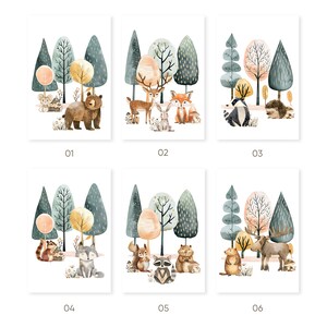 Woodland Nursery Decor, Forest Animal Posters, Wall Art Set, Animal ...