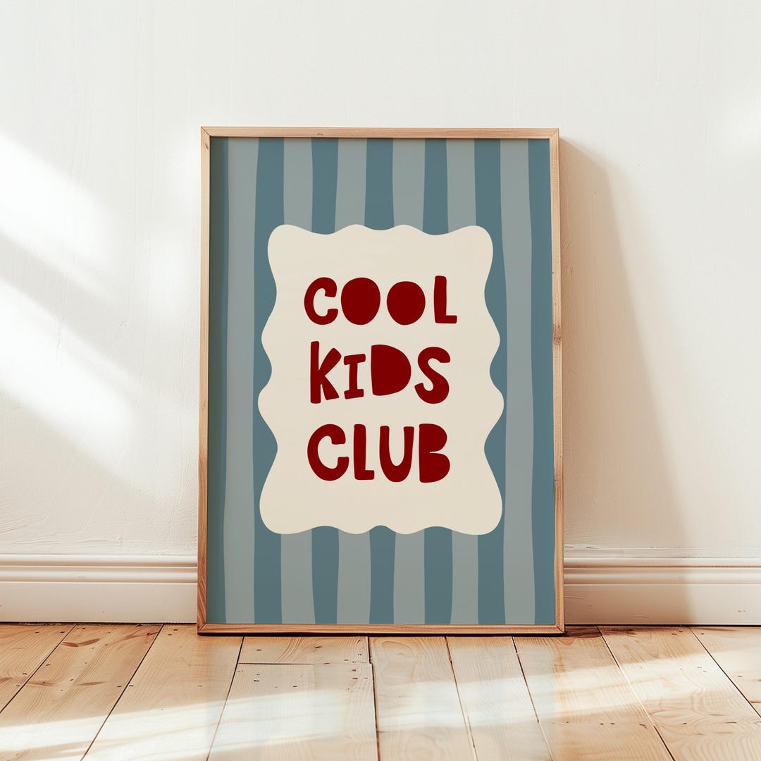 Cool Kids Club Poster, Positive Affirmation Striped Wall Art ...