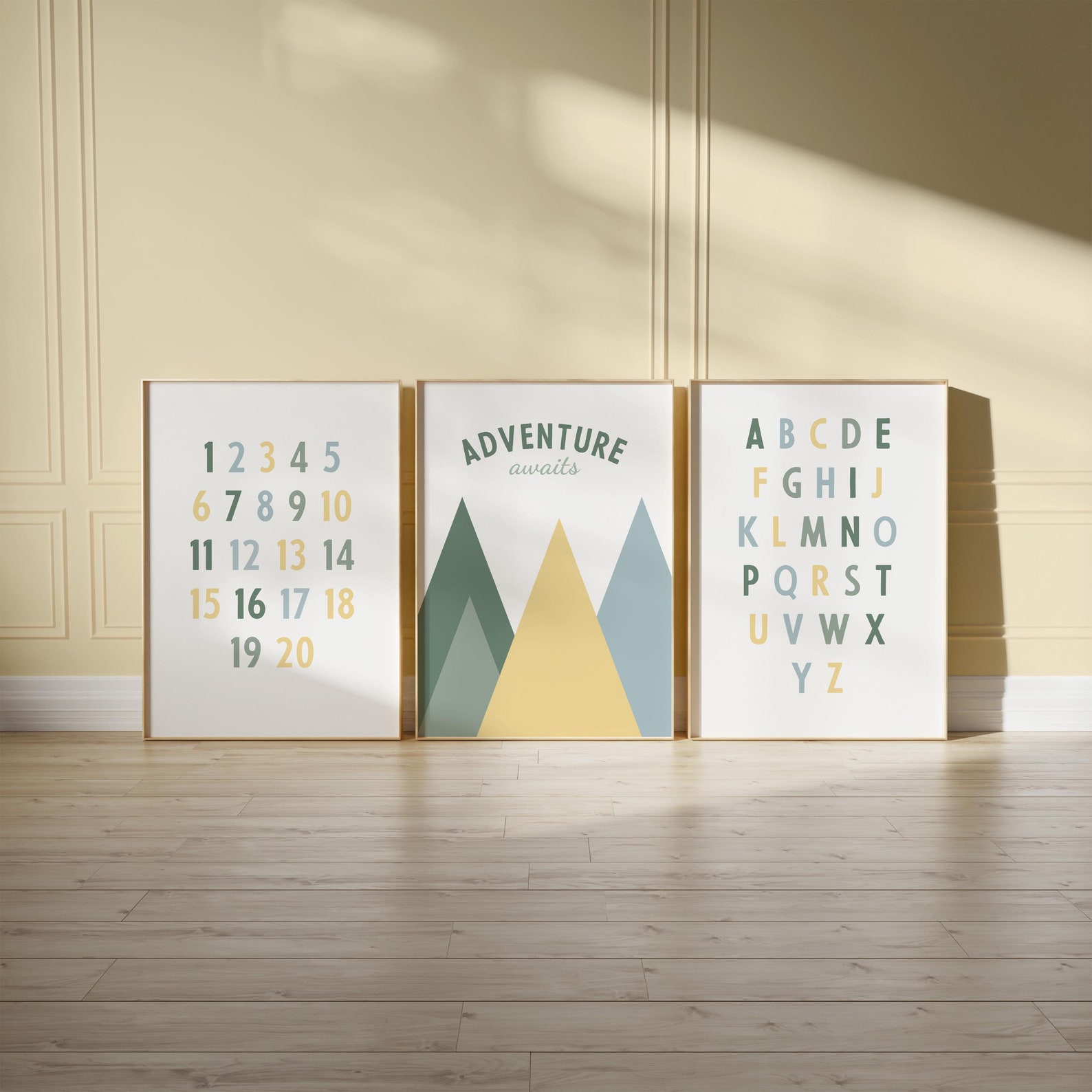 Numbers Poster, Alphabet Poster, 123 ABC Print, Nursery Geometric ...