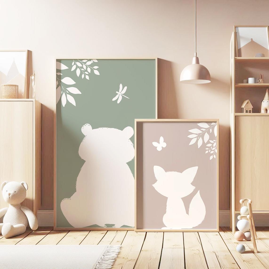 Neutral Nursery Decor, Woodland Poster, Animal Wall Art, Kids Playroom ...