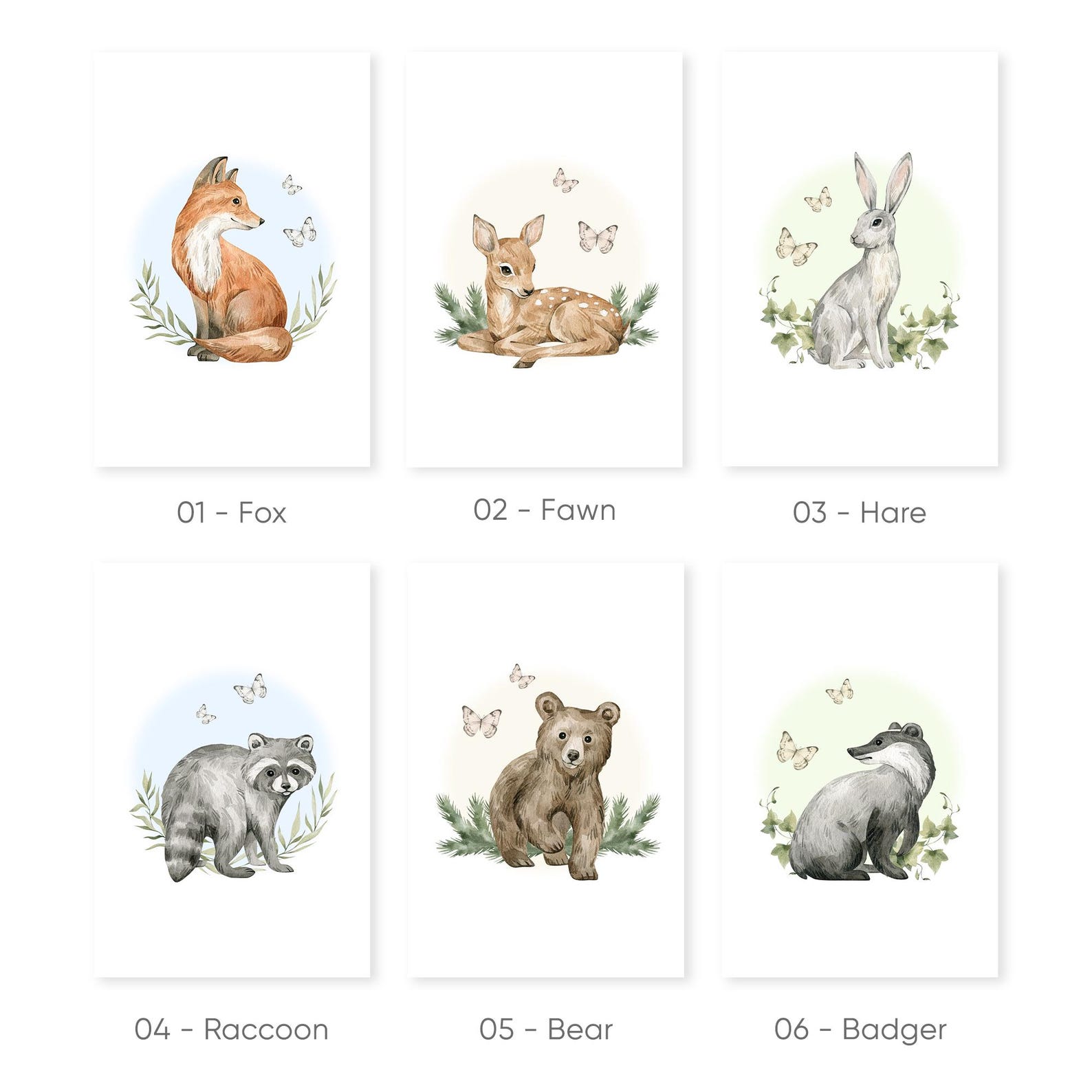 Nursery Decor Woodland Poster, Animal Wall Art Print, Nature Playroom ...