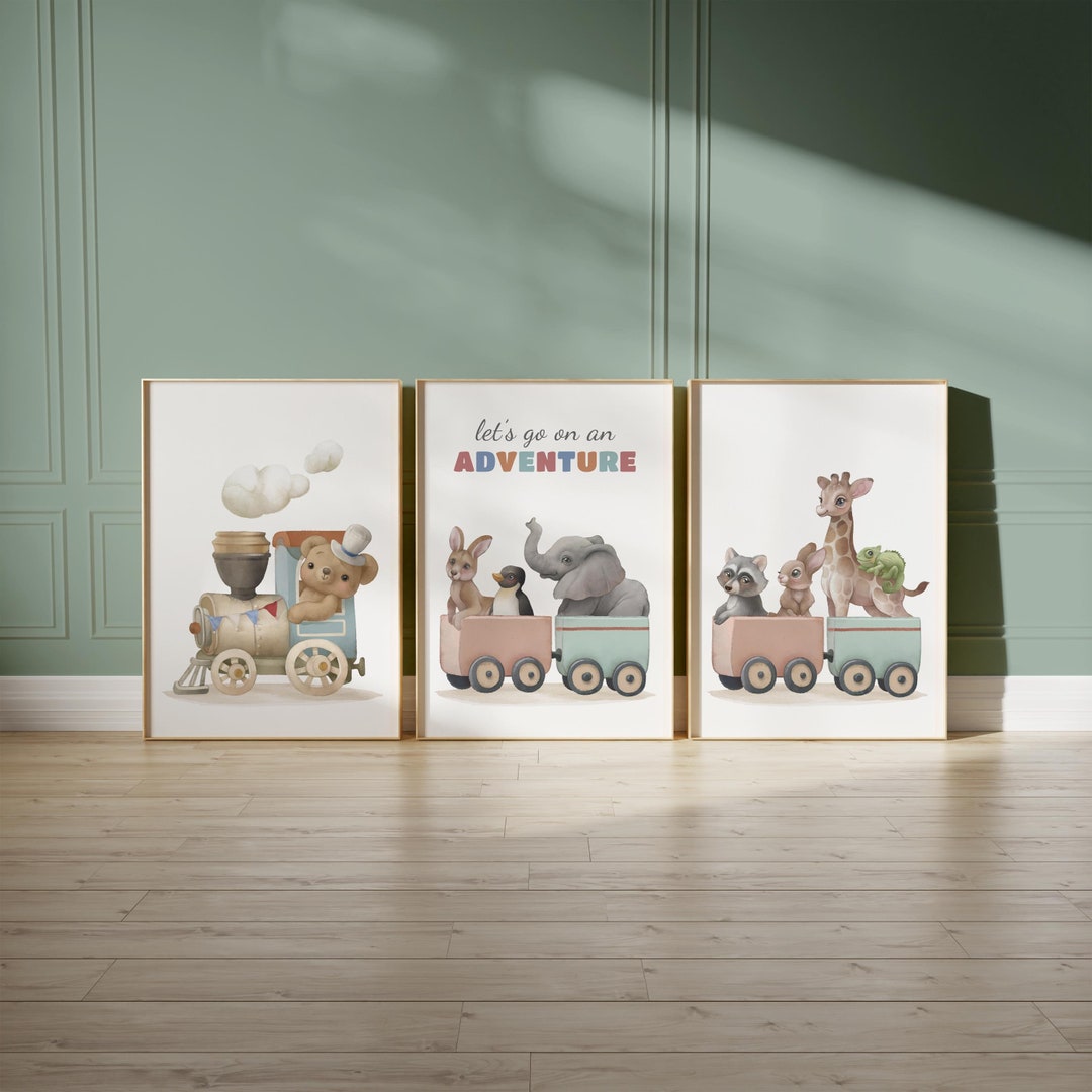 Set of 3 Teddy Bear Nursery Poster, Children Wall Decor, Kids Wall Art ...