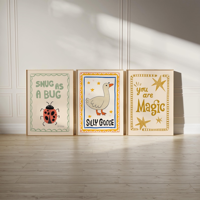 Silly Goose Print, Snug as A Bug Apartment Decor, Quirky Wall, Nursery ...