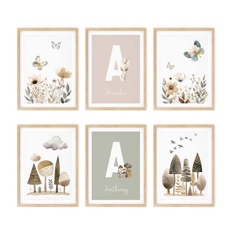 Personalized Nursery Wall Art, Custom Name Posters, Wall Art Set ...