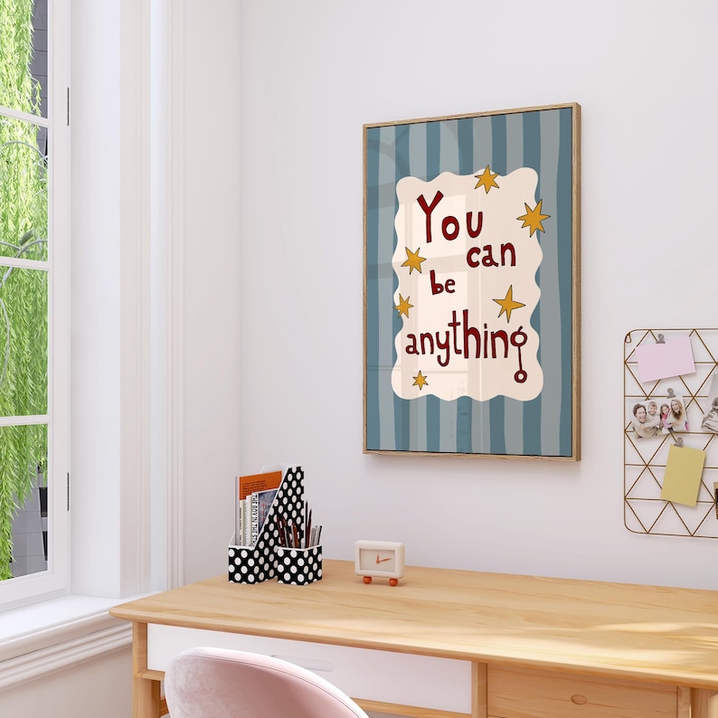 Kids Affirmation Wall Art, You Can Be Anything Print, Playroom Hand ...