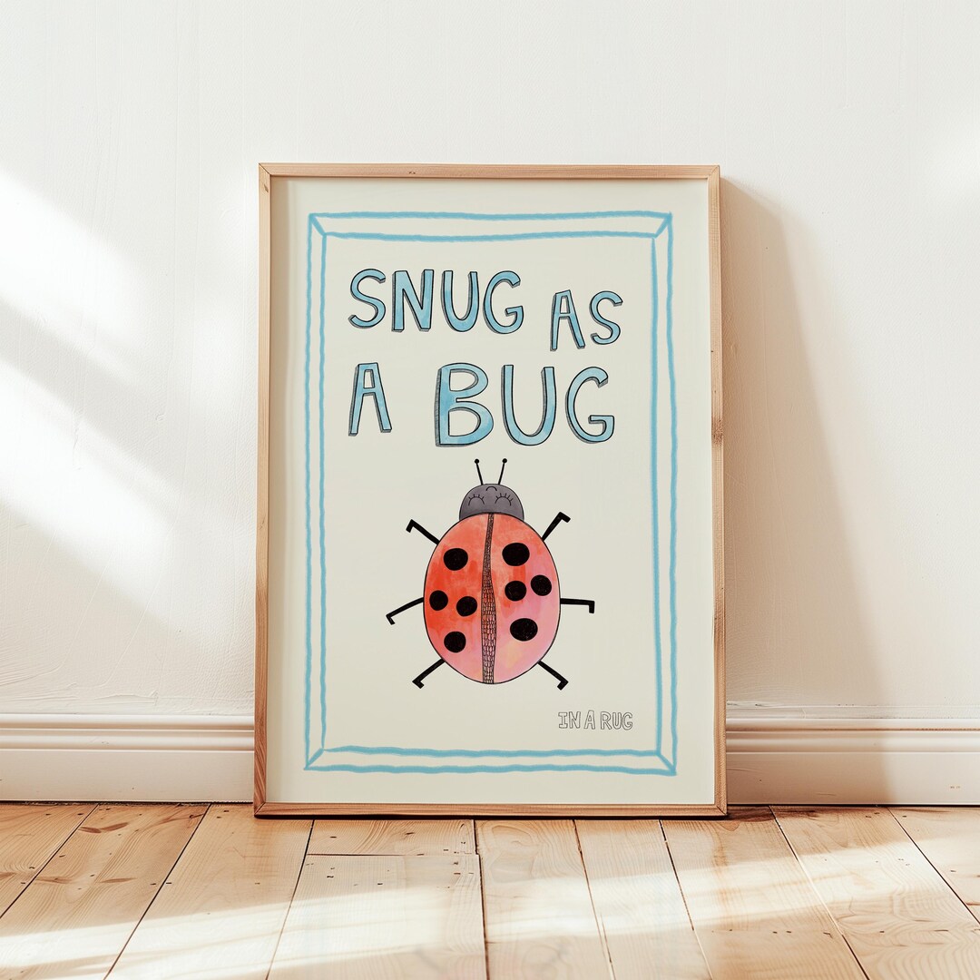 Snug as a Bug in A Rug Print, Ladybug Hand Drawing Nursery Wall ...