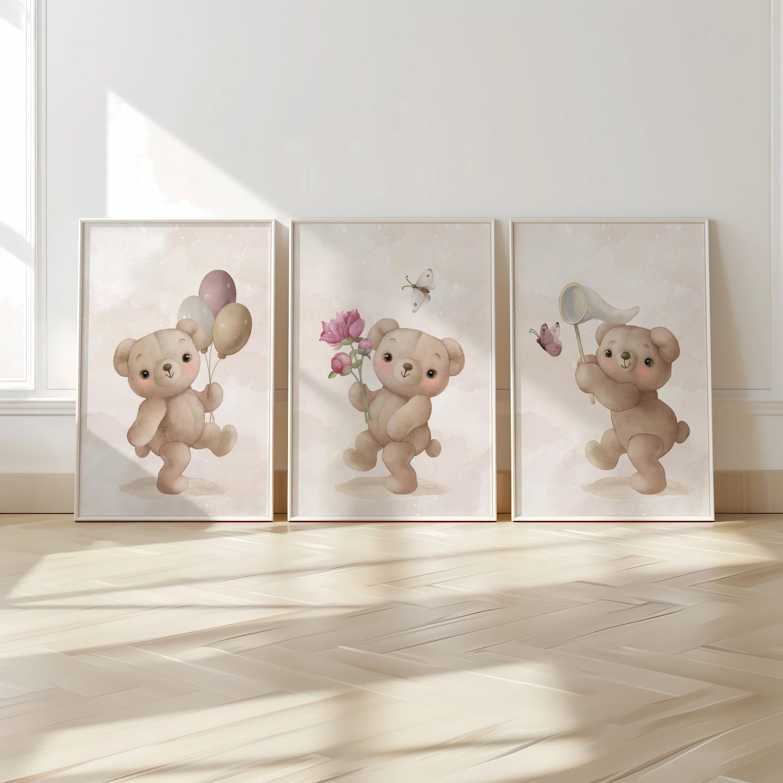 Set of 3 Teddy Bear Nursery Poster, Children Wall Decor, Nursery Decor ...