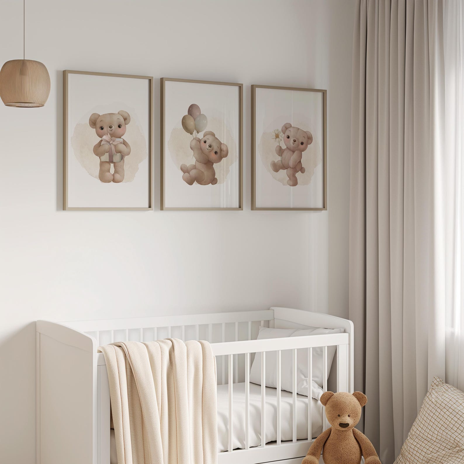 Set of 3 Teddy Bear Nursery Poster, Children Wall Decor, Nursery Decor ...