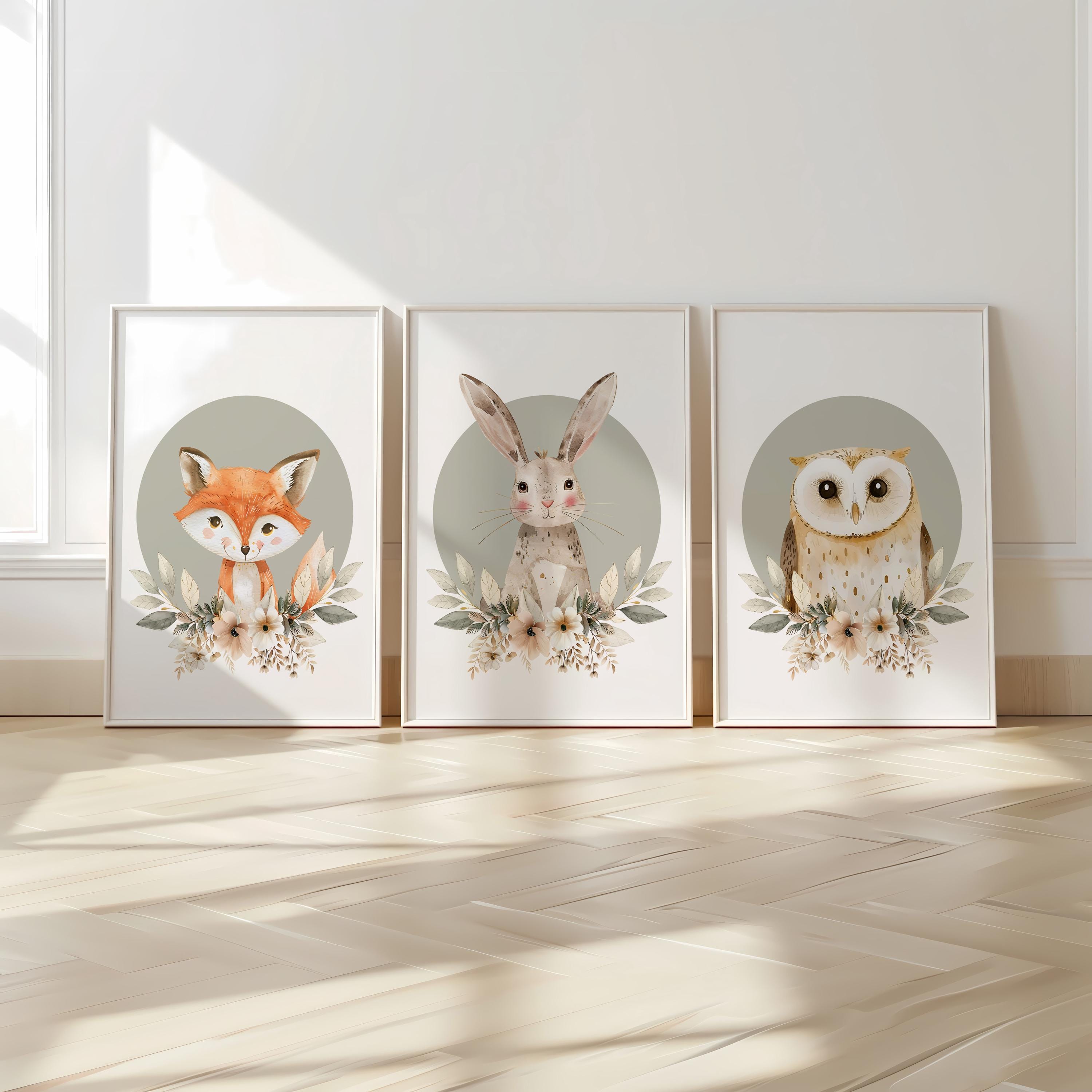 Woodland Nursery Decor, Forest Animal Posters, Nature Kids Room, Cute ...