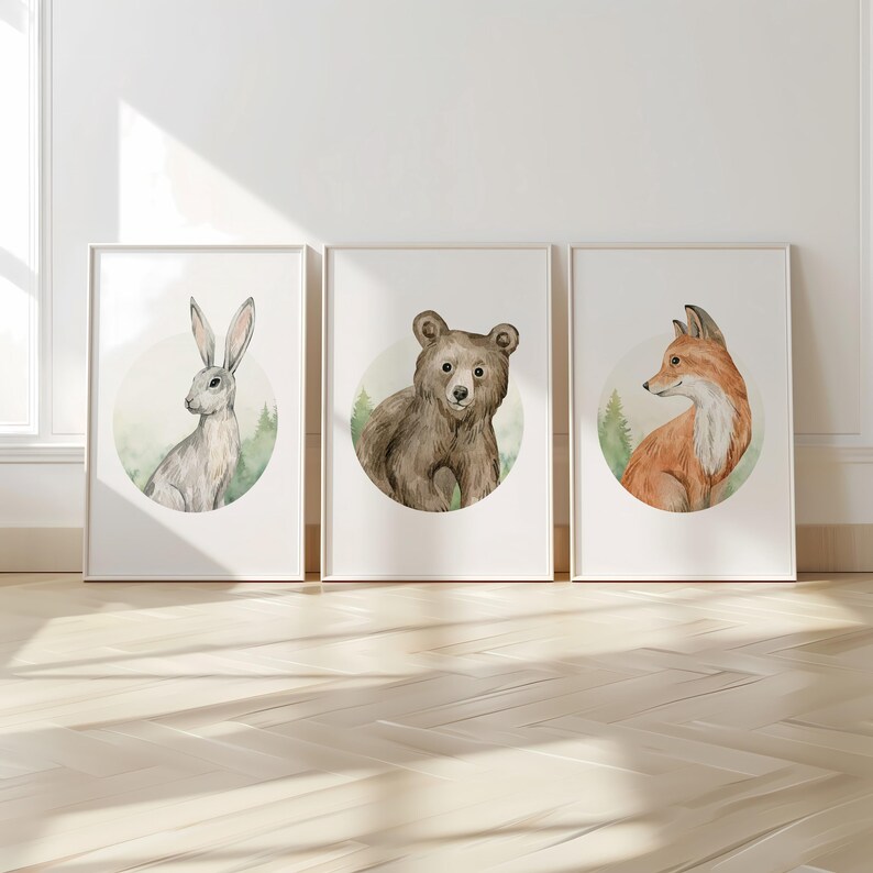 Neutral Nursery Decor Woodland Poster, Animal Print, Nature Kids Room ...