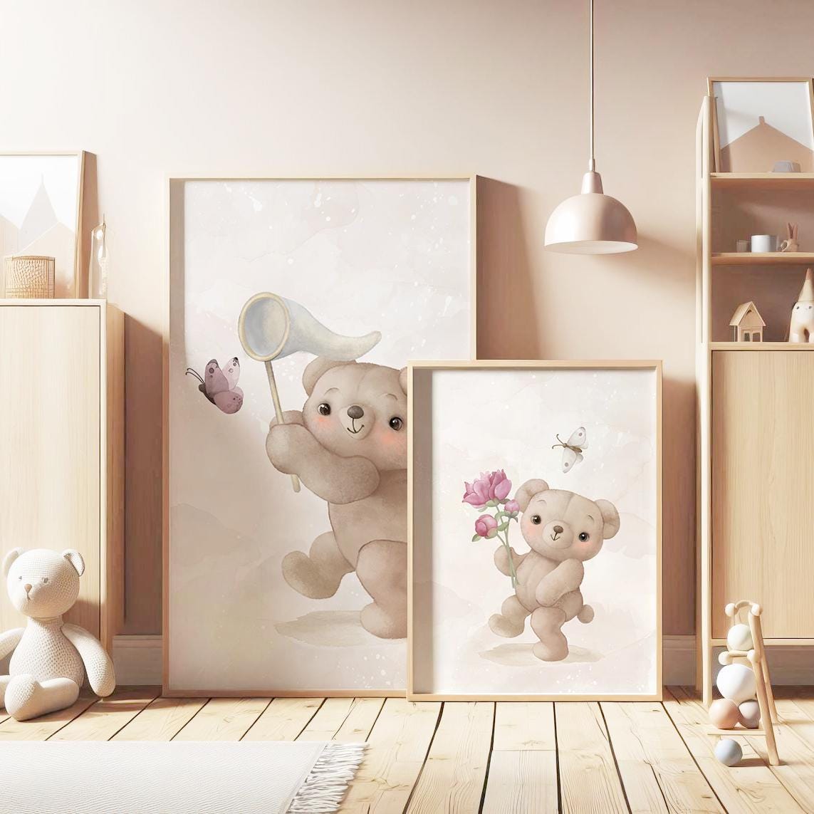 Set of 3 Teddy Bear Nursery Poster, Children Wall Decor, Nursery Decor ...