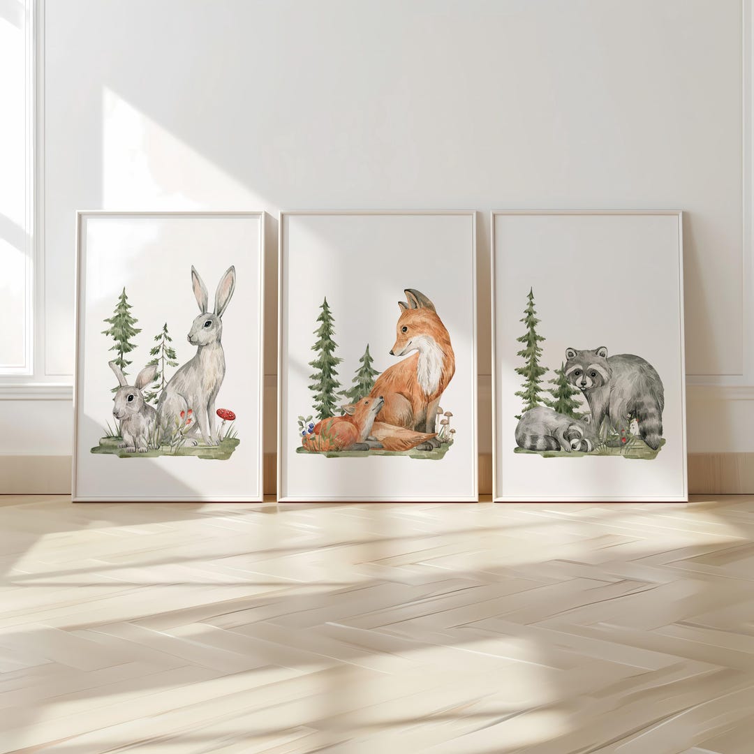 Neutral Nursery Decor Woodland Poster, Animal Print, Nature Kids Room ...