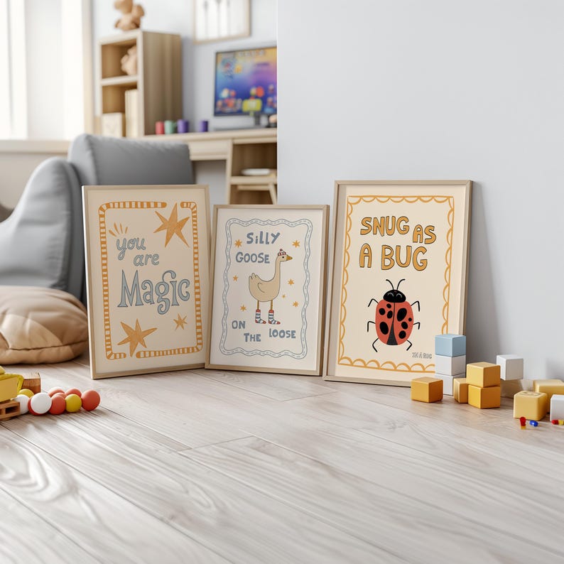 Silly Goose Print, Snug as A Bug Apartment Decor, Quirky Wall, Nursery ...