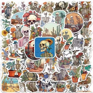 50pcs Skeleton Aesthetic Sticker,water Bottle Sticker,spooky Skeleton ...