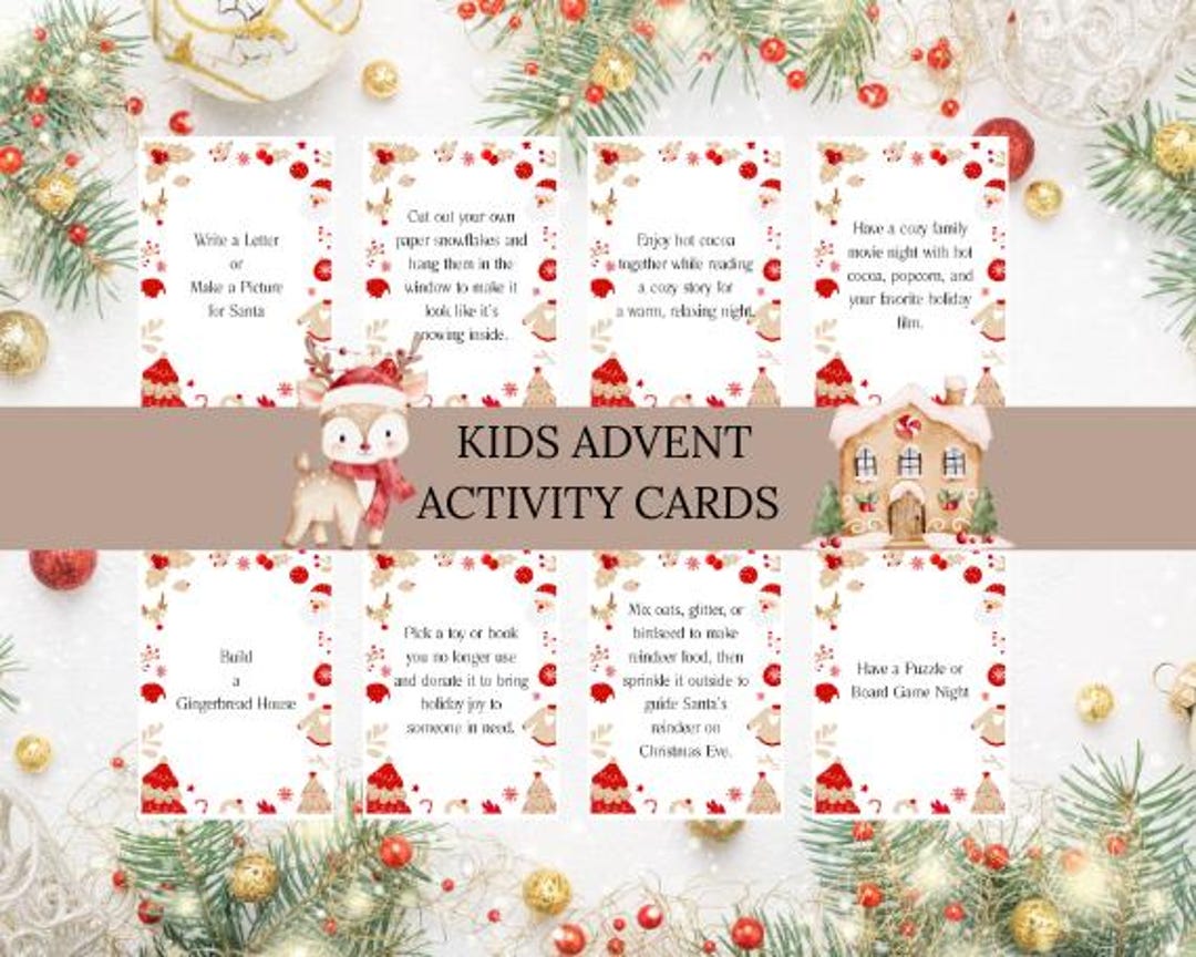 Printable Kids Advent Activity Cards, Christmas Countdown (PDF Download ...