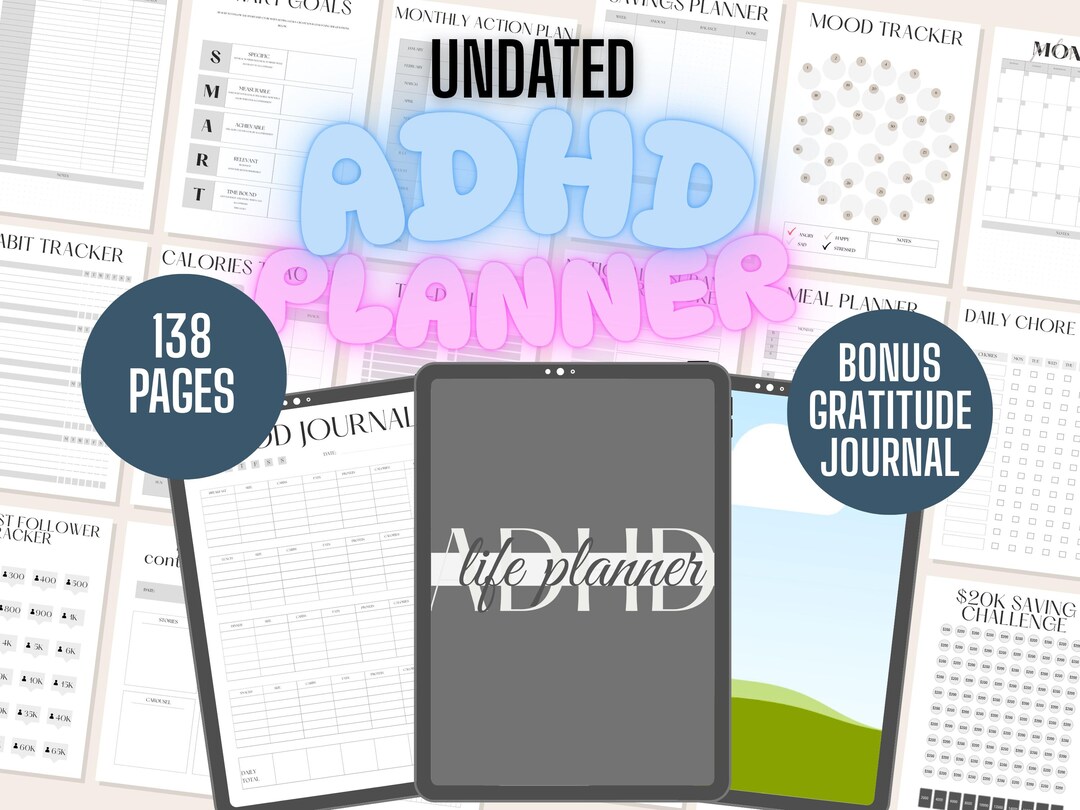 ADHD Planner Undated, Printable A4, Ultimate Life Planner Bundle ...