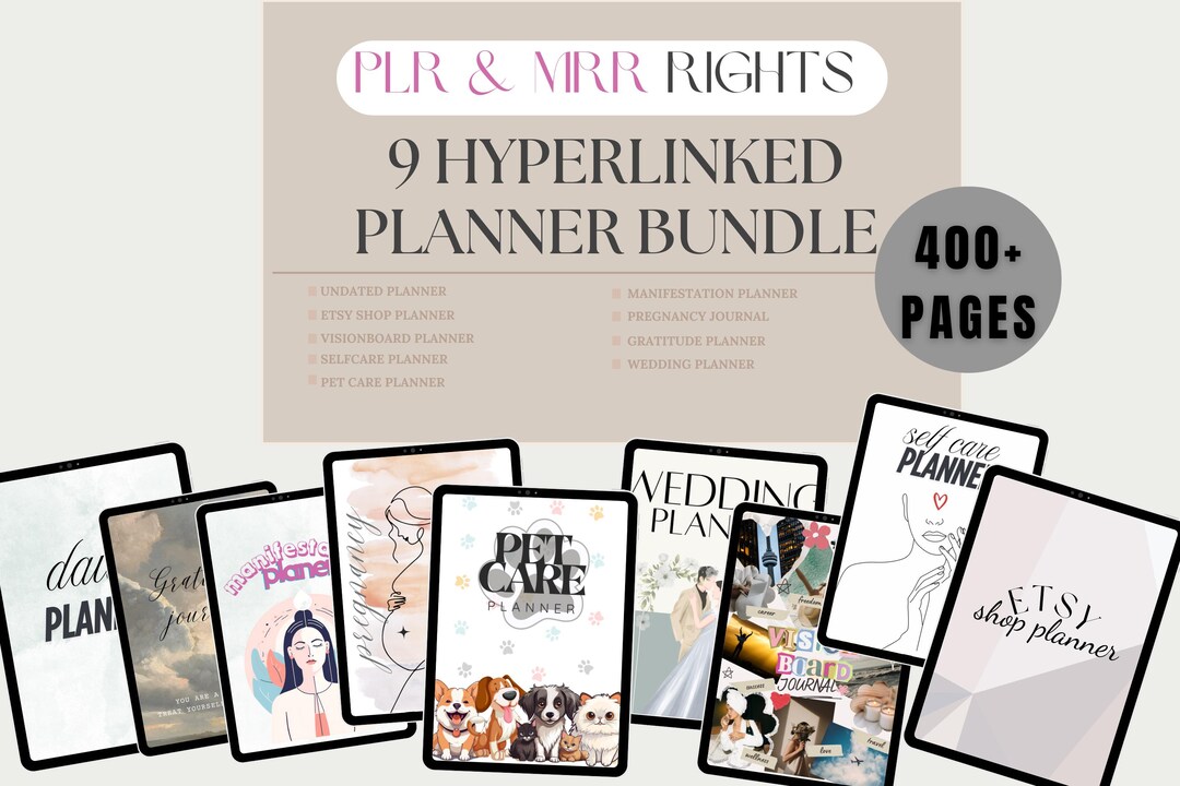 9-in-1 Digital Planner Bundle: PLR & MRR Rights (400+ Pages) - Etsy