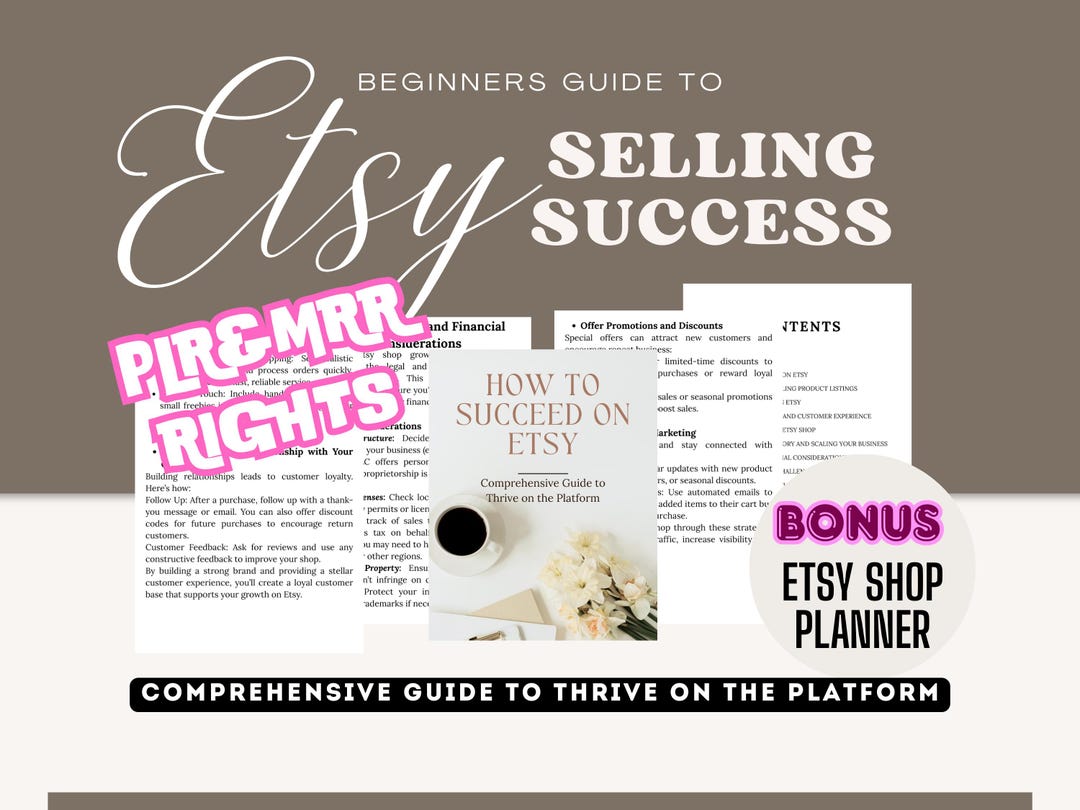 PLR MRR Ultimate Etsy Success Guide, Grow Your Etsy Shop, Etsy Seller Success Bundle, Done-for ...