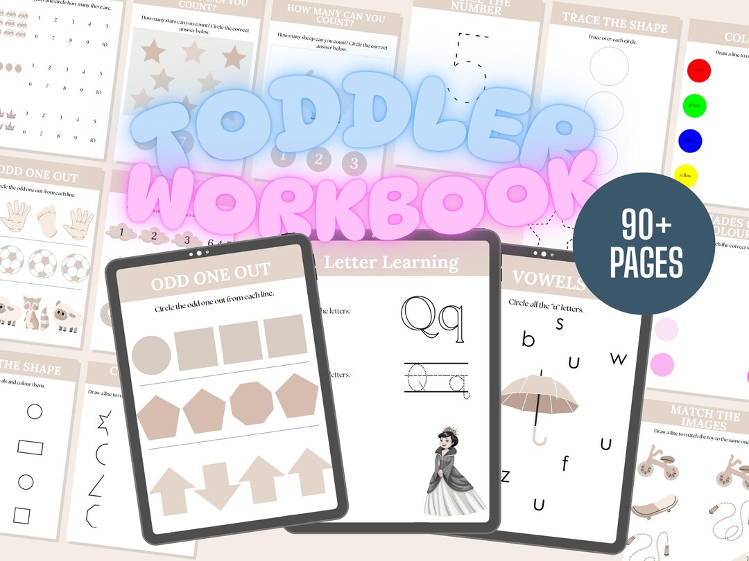 Toddler Learning Workbook | Printable Preschool Workbook, Tracing Pages ...