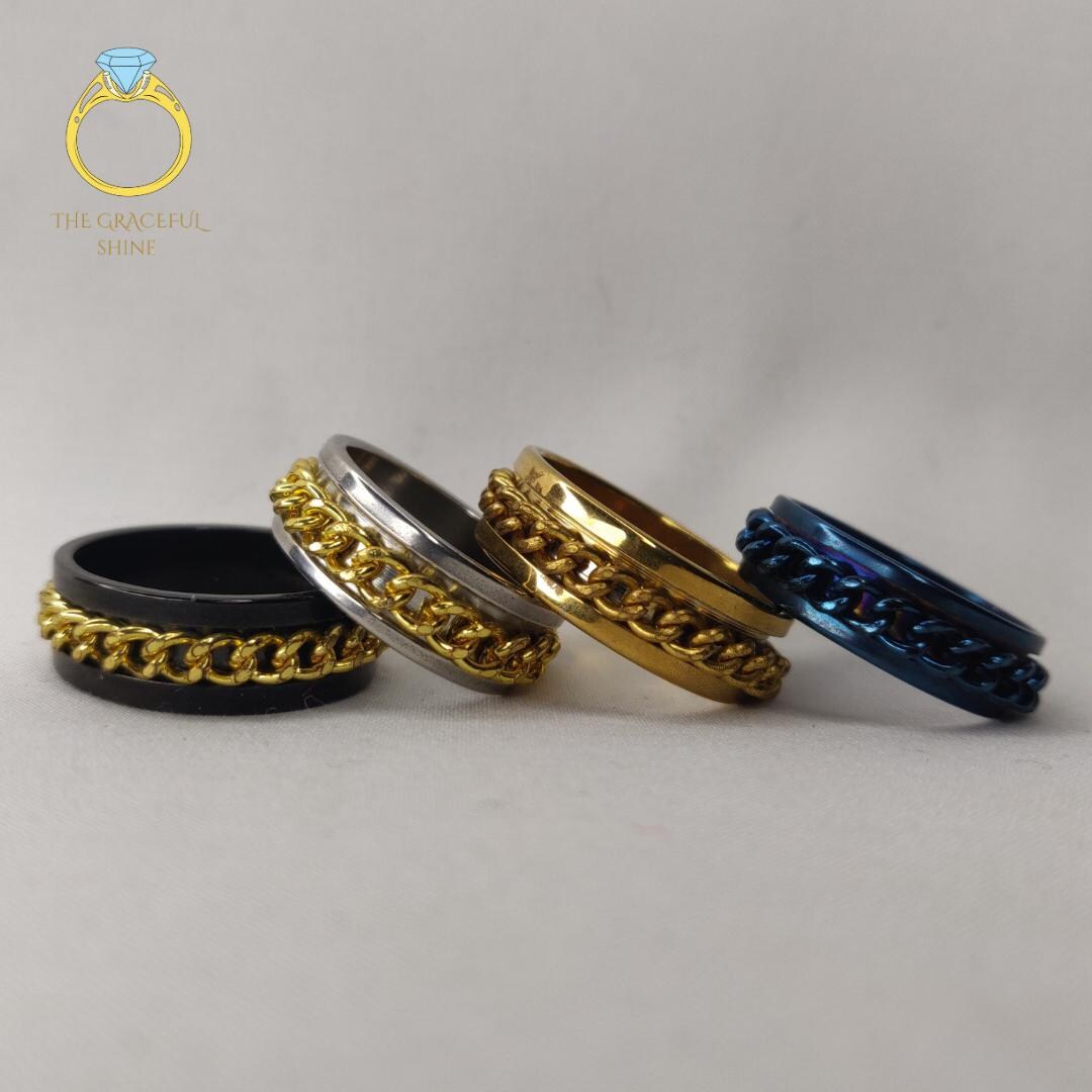 Rotating Steel Chain Ring, Spinner Chain Stainless Steel Ring, Gift ...