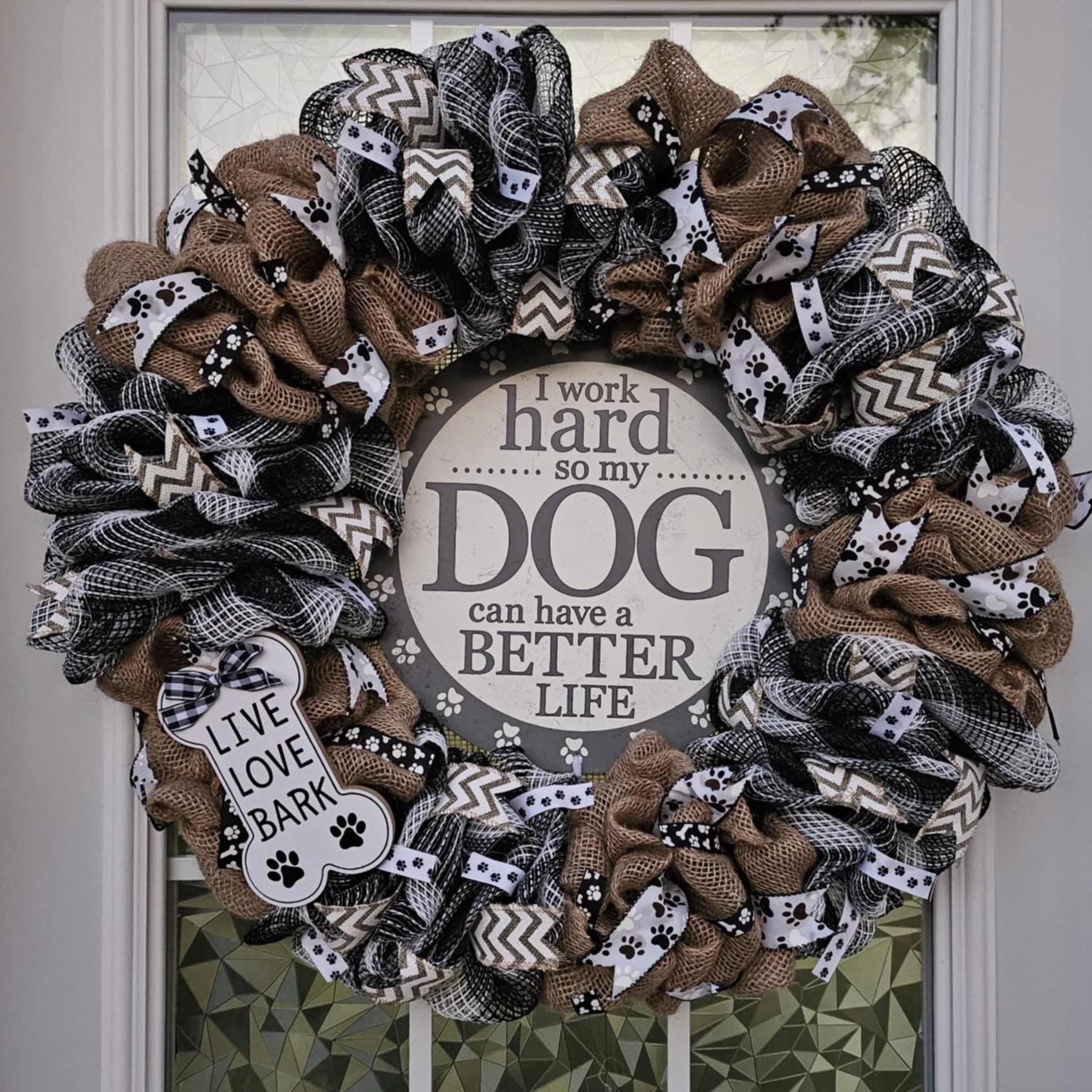 Dog Wreath Spring Wreath Front Door Dog Paw Wreath Dog Wreath ...