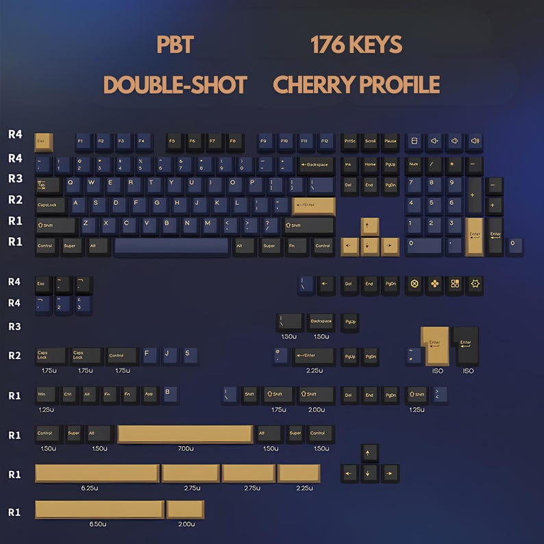 GMK Clone X KEYZ Blue Samurai Keycap Set PBT 176 Keys Double Shot ...