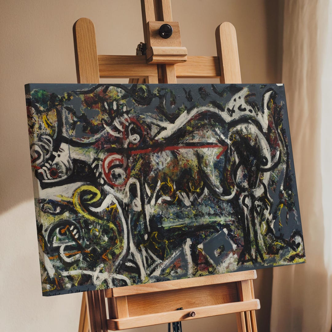 Jackson Pollock's the She-wolf Canvas Art, Abstract Expressionism Masterpiece, Unique Wall Art ...