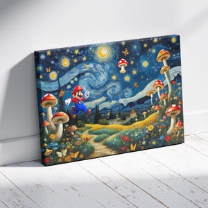 Super Mario Poster Canvas Starry Night Super Mario Super Mario Bros ...