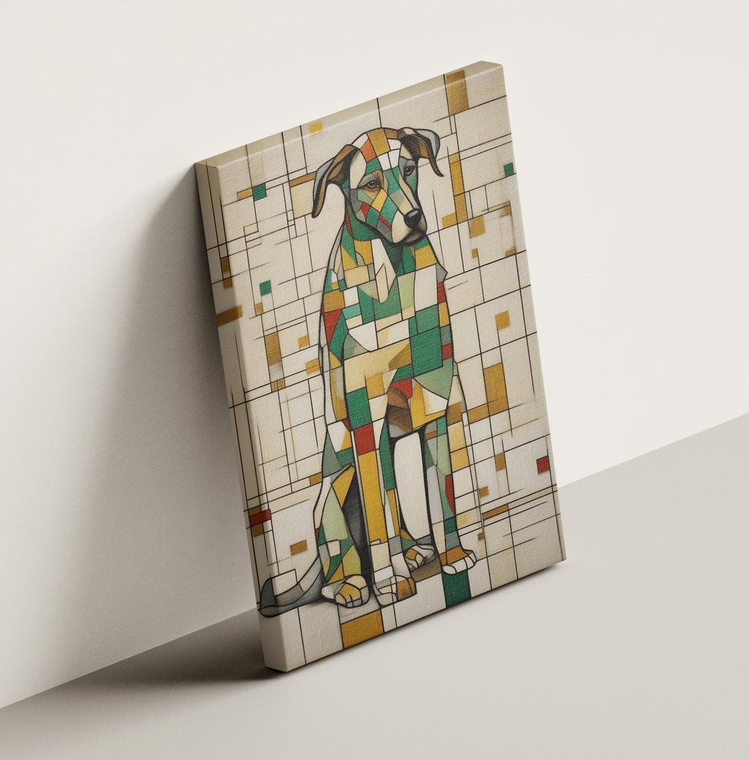 Piet Mondrian Style Dog, Modern Gallery Wall Set, Geometric Wall Art ...