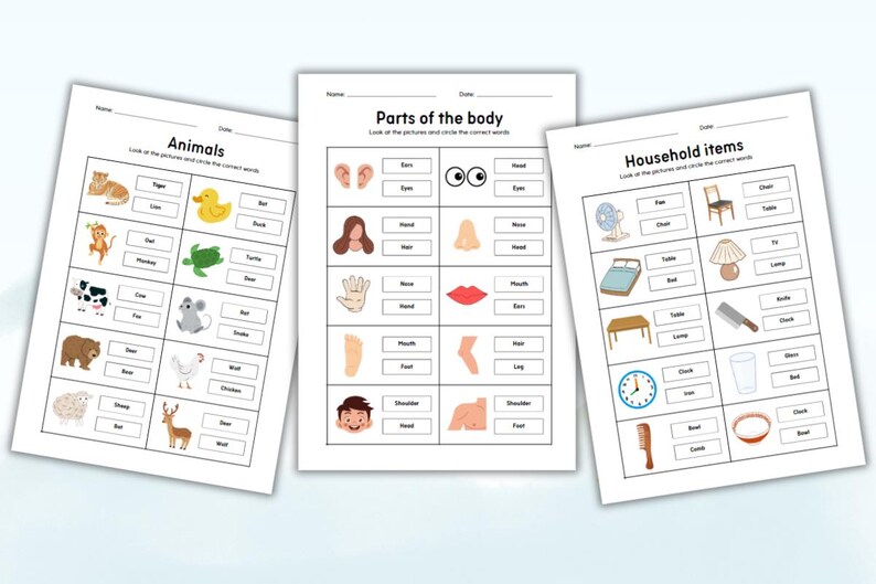 10 Printable Vocabulary Worksheets for Kids, Toddler & Preschool ...