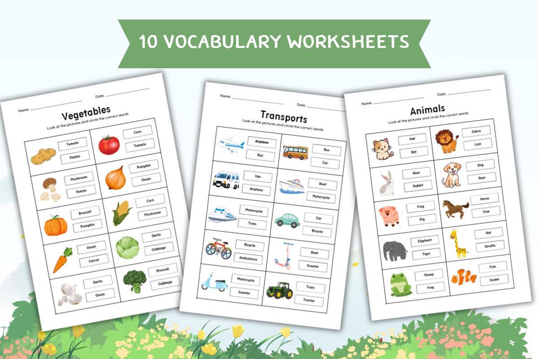 10 Printable Vocabulary Worksheets for Kids, Toddler & Preschool ...