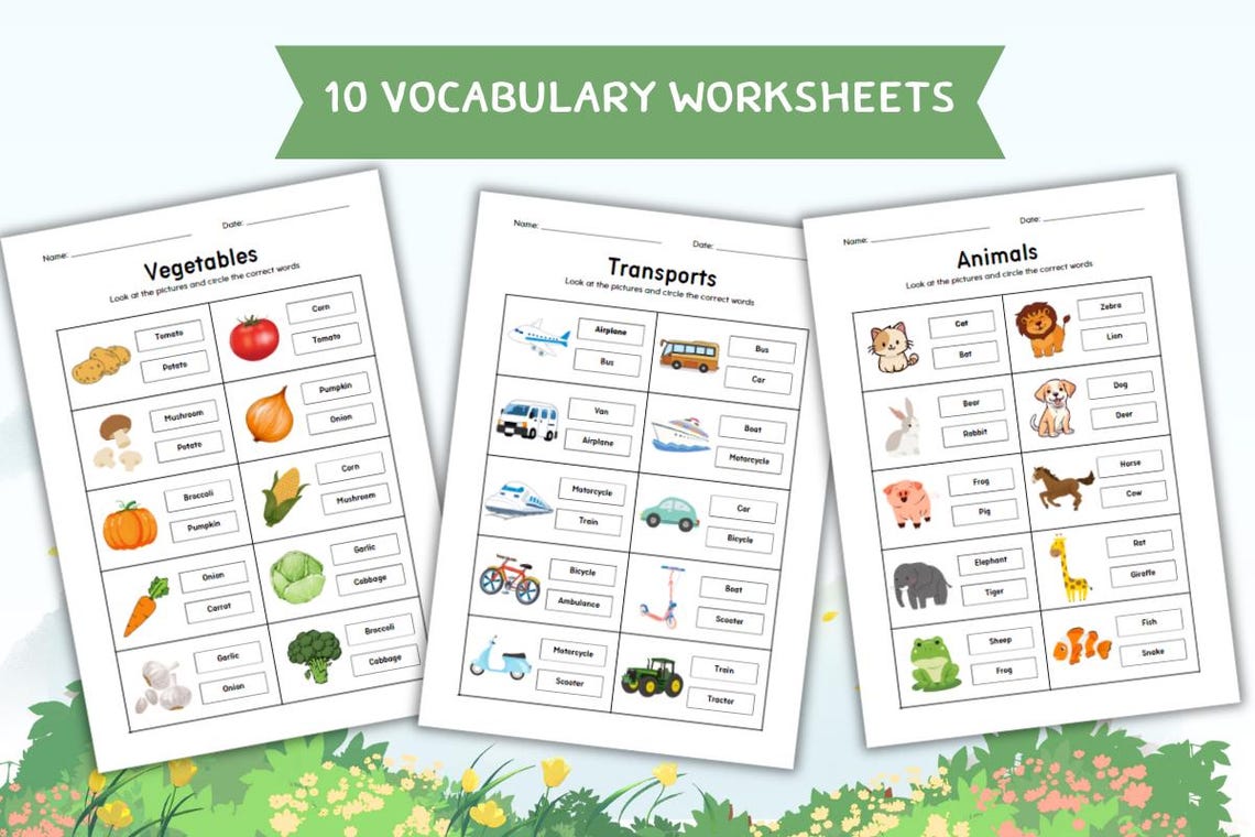 10 Printable Vocabulary Worksheets for Kids, Toddler & Preschool ...