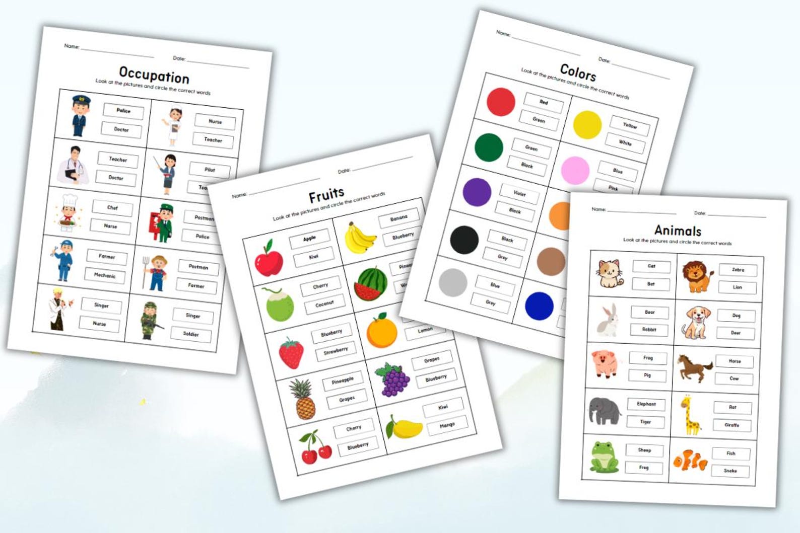 10 Printable Vocabulary Worksheets for Kids, Toddler & Preschool ...