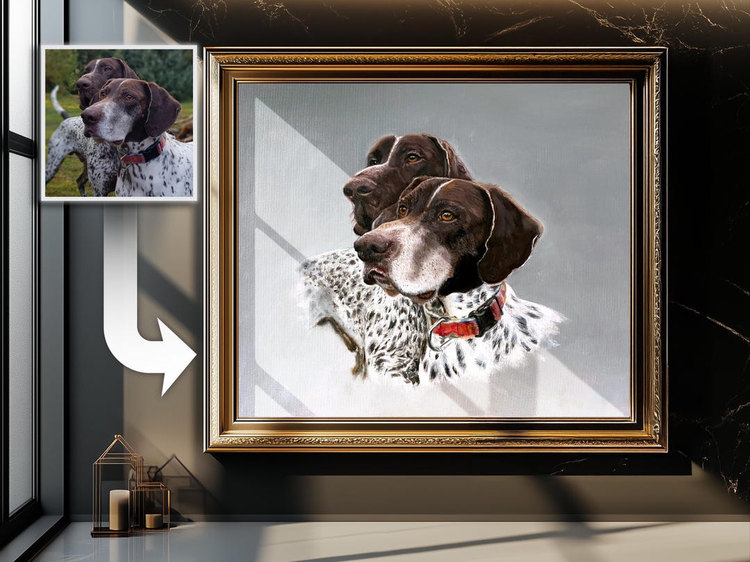Custom Dog Portrait From Photo, Custom Handmade Oil Painting of Dogs ...