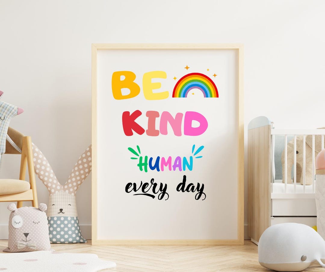 Be Kind Human Everyday Boho Classroom Decor Rainbow Boho Nursery ...
