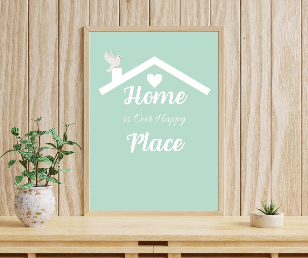 Home is Our Happy Place Living Room Wall Art Entryway Wall Decor Family ...