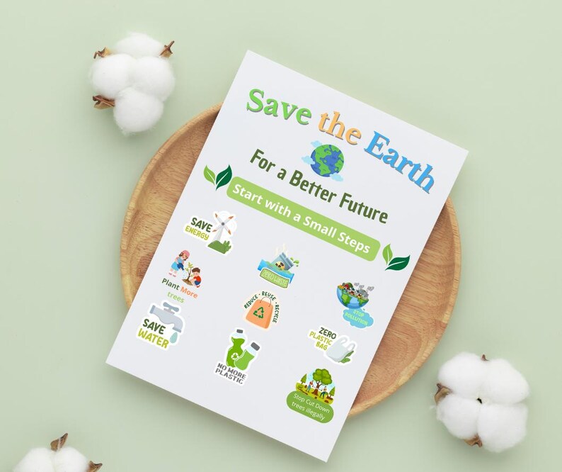 Save the Planet Digital Download Earth Day Printable Go Green Pre ...