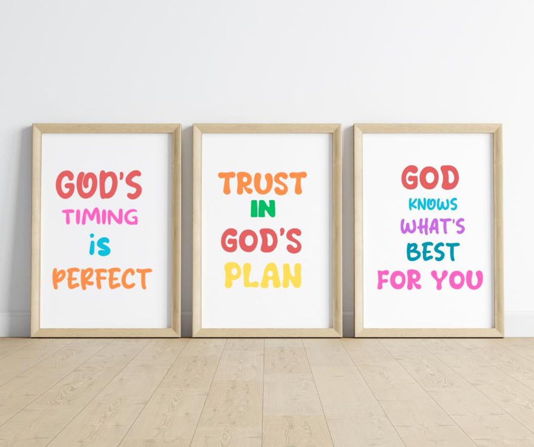Set of 3 Piece Wall Art About God,colorful Qoute Poster Motivational ...