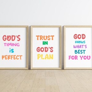 Set of 3 Piece Wall Art About God,colorful Qoute Poster Motivational ...