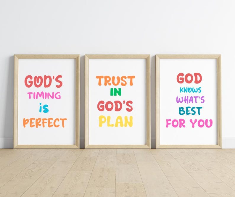 Set of 3 Piece Wall Art About God,colorful Qoute Poster Motivational ...
