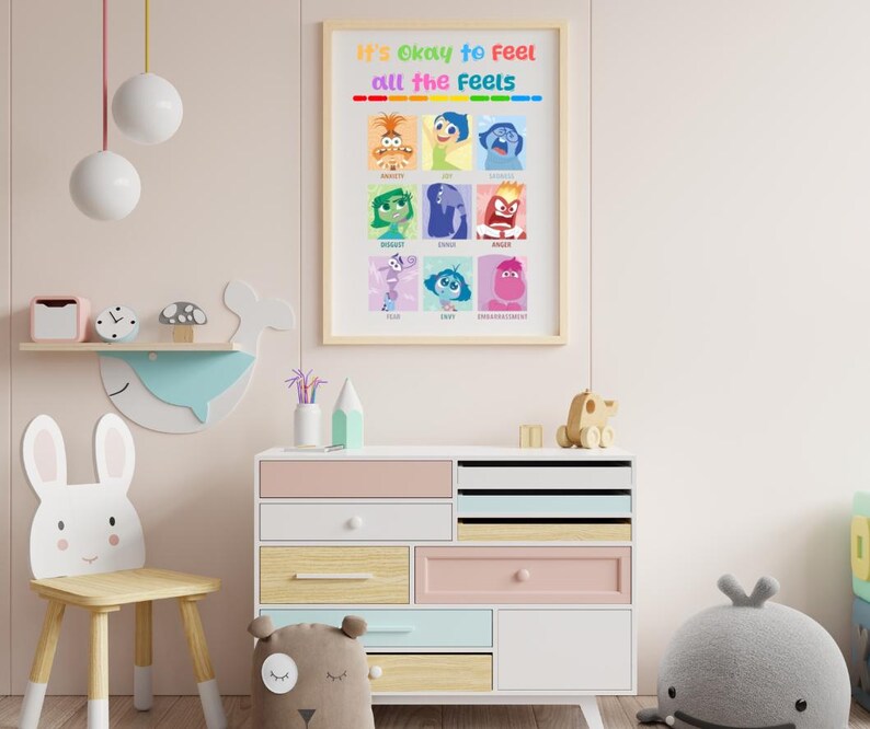 It's Okay to Feel Inside Out 2 Boho Classroom Decor Feelings Chart ...