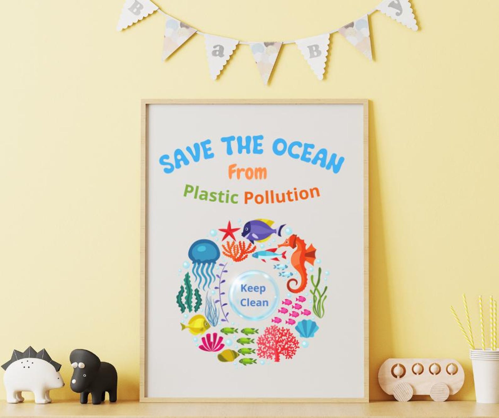 Save the Planet Poster Ocean Lover Gift Poster Ocean Nursery Sea Art ...